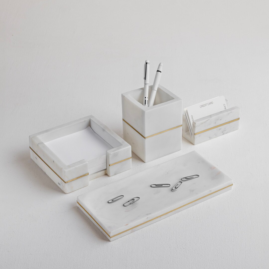 Marble Office Organizer Set, Office Desk Organiser , Office Table ...