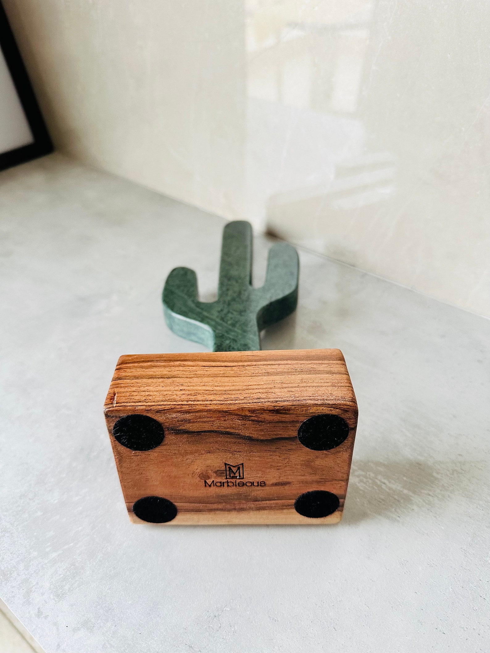 Green Marble Cactus Showpiece: Natural Stone & Wood Decor - Etsy