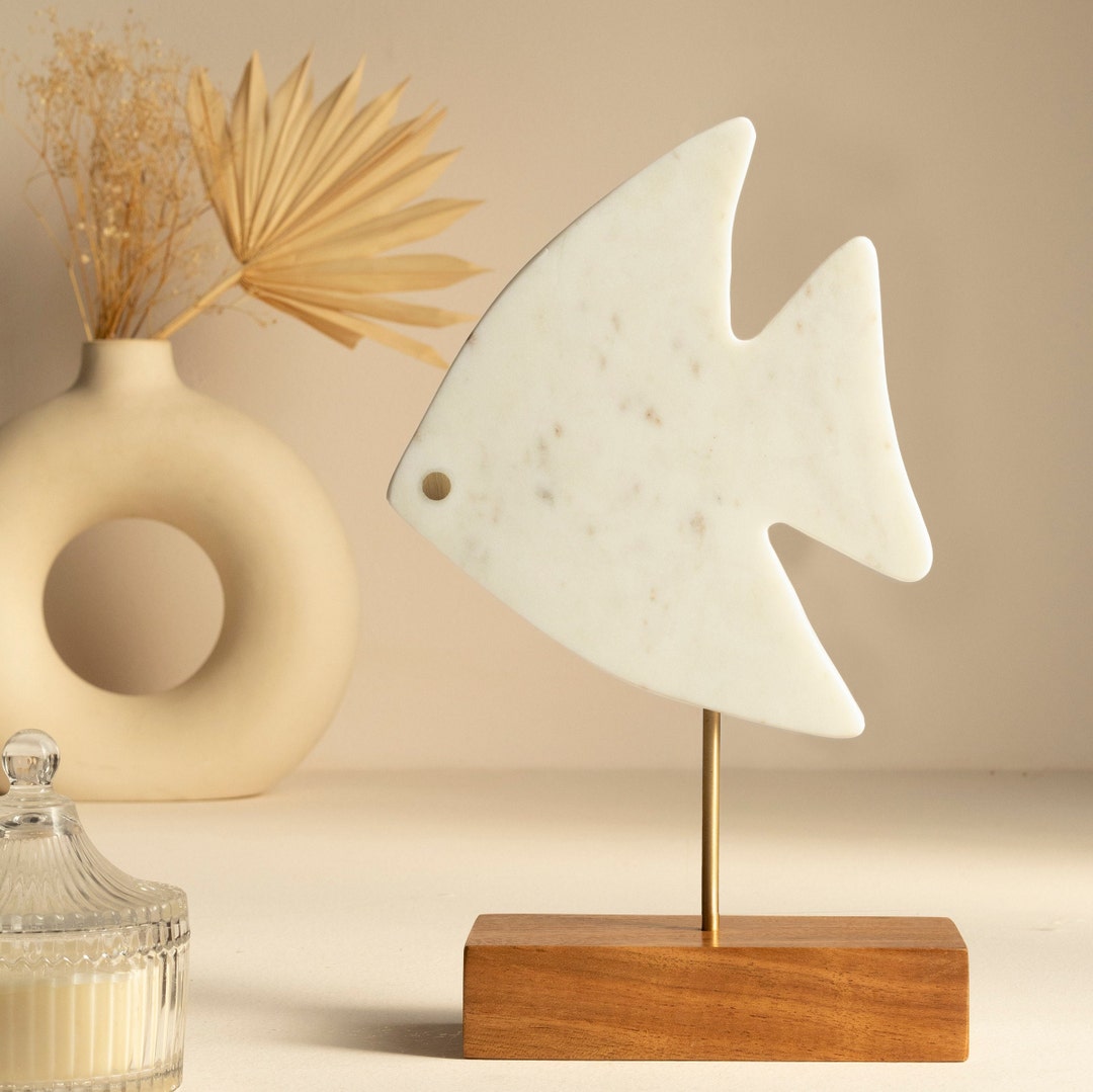 Marble Fish Sculpture, Fish Figurine, Home Decor, Sculpture, Home ...