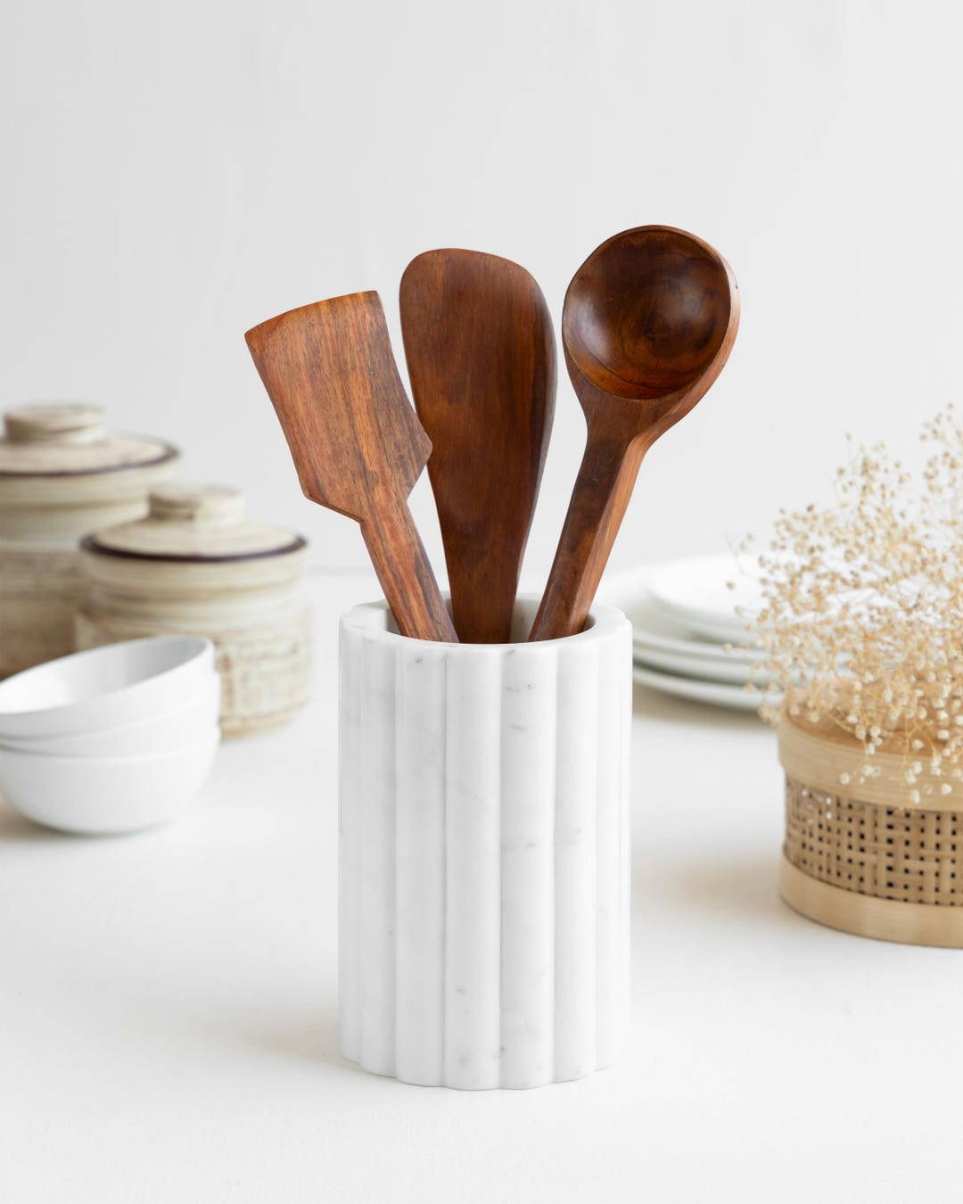 White Marble Utensil Holder: Elegant Kitchen Decor (4x6 Inches) - Etsy