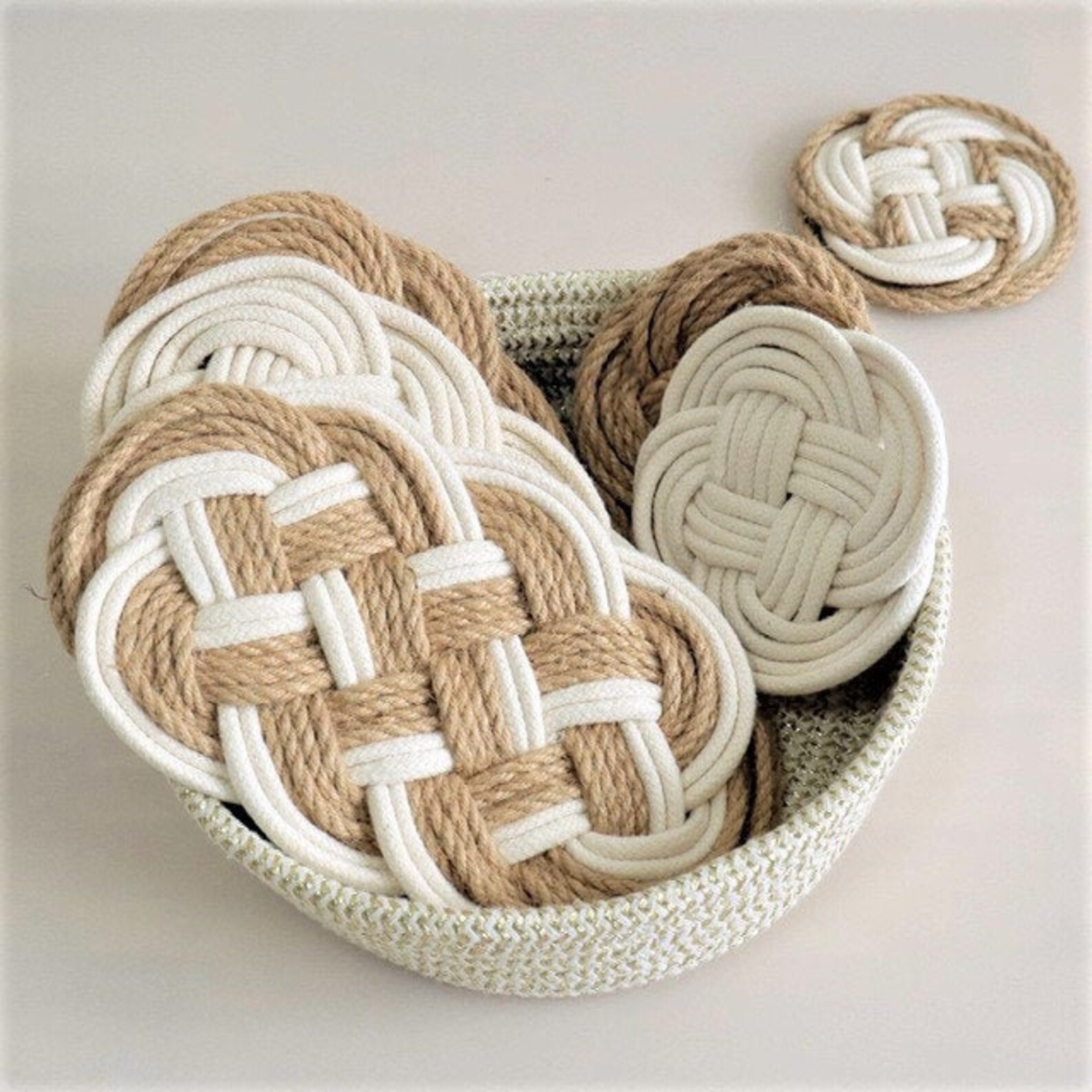Braided Cotton Rope Coaster / Trivet / Pot Holder Woven - Etsy