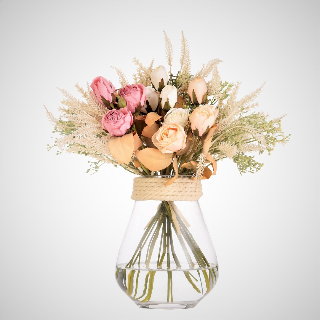 Silk Dried Rose Bouquet Dry Flowers Arrangements Wedding / - Etsy