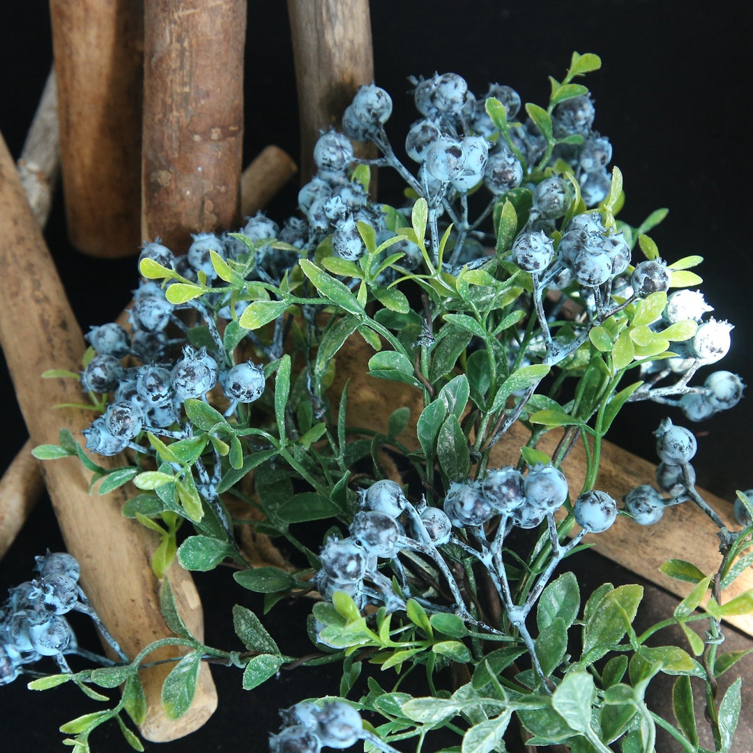 Artificial Blueberry Stem 12'' Tall, Small Faux Plant / Branch With ...