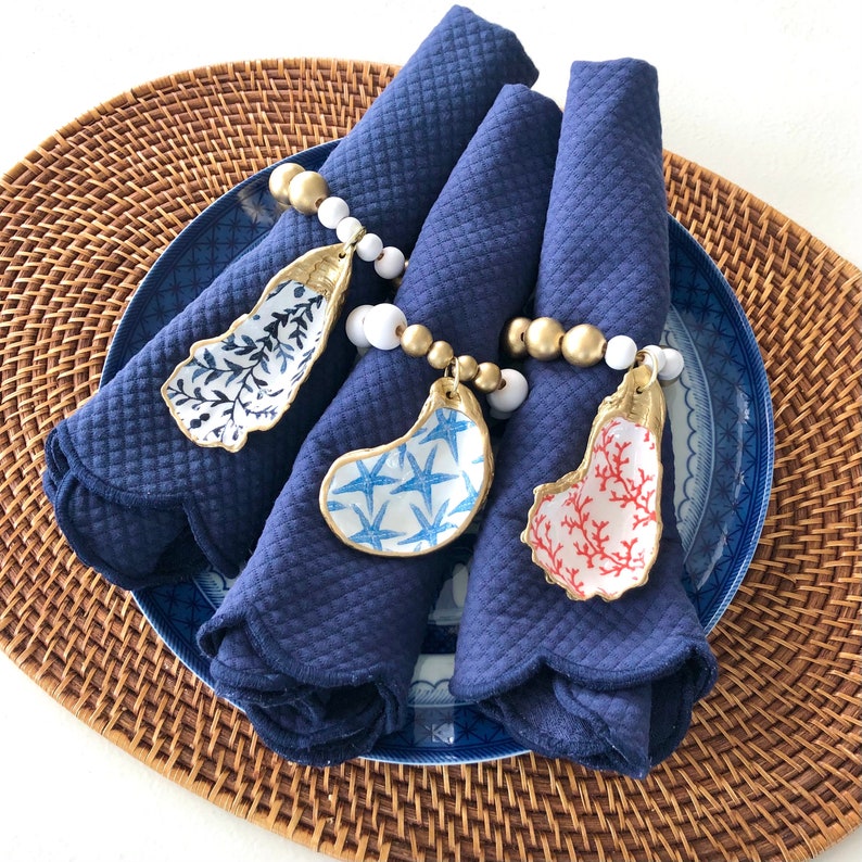 Oyster Shell Napkin Rings set of 2 - Etsy