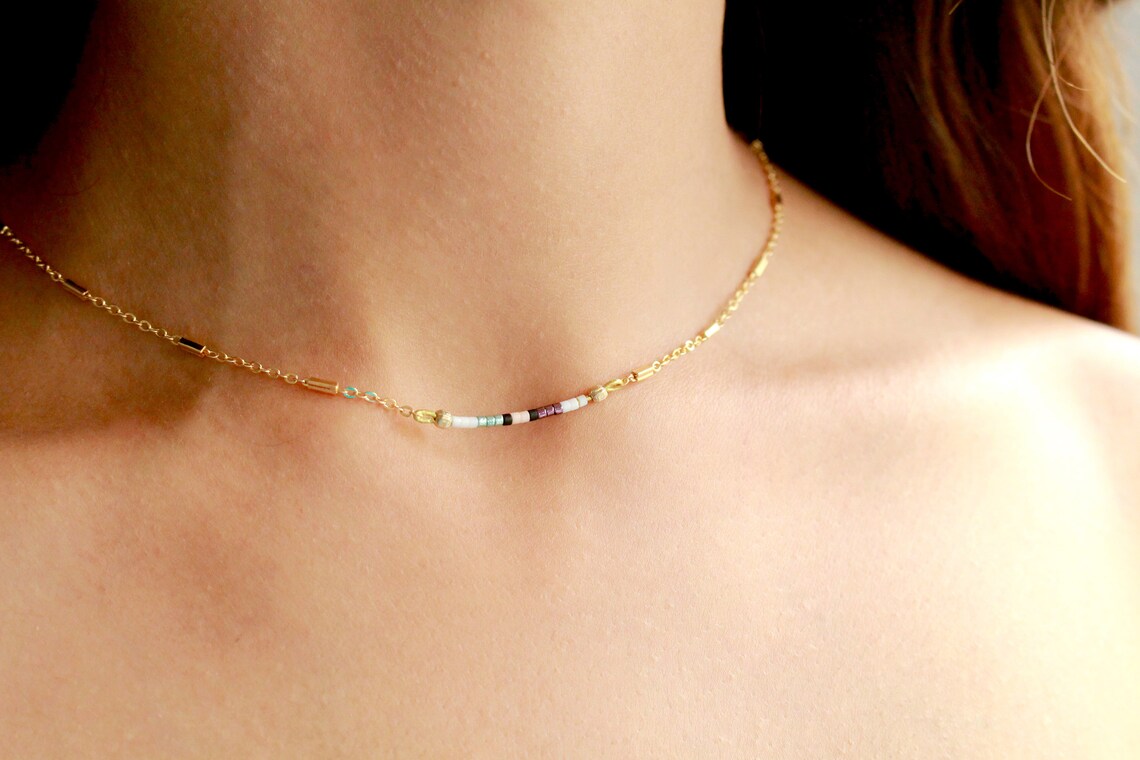 Skinny Bead Necklace Tiny Bead Necklace Short Necklace Etsy skinny-bead-necklace-tiny-bead-necklace-short-necklace-etsy