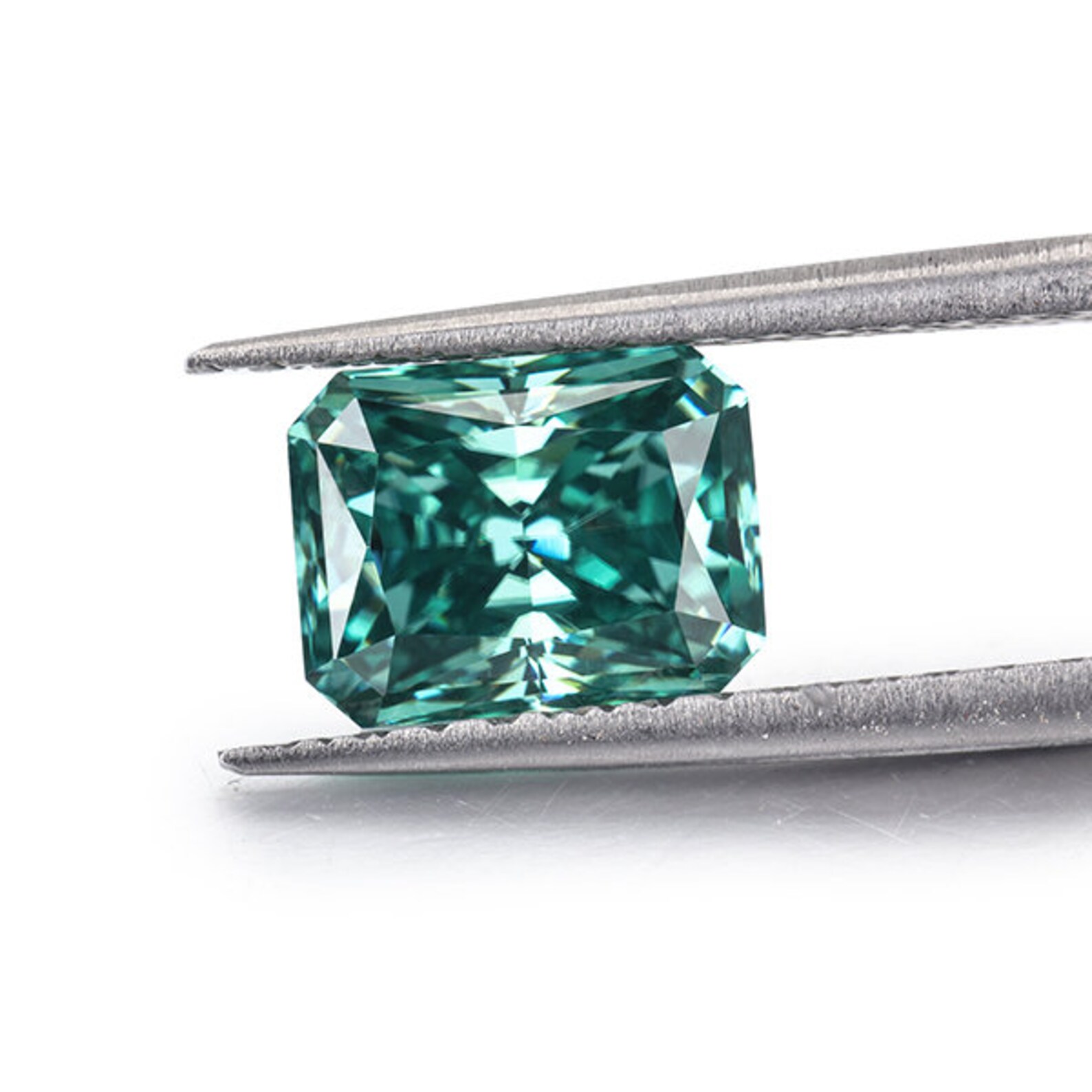 Dark Green Radiant Cut Moissanite Loose VVS1 Excellent - Etsy