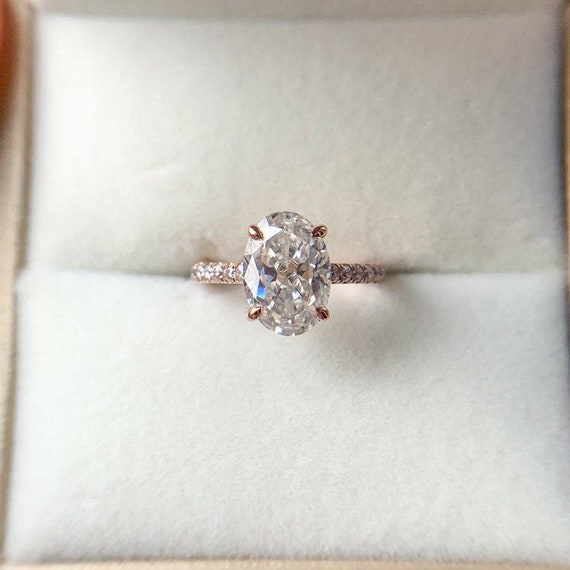 2.5ct Oval Crushed Ice Cut Moissanite Engagement Ring With | Etsy