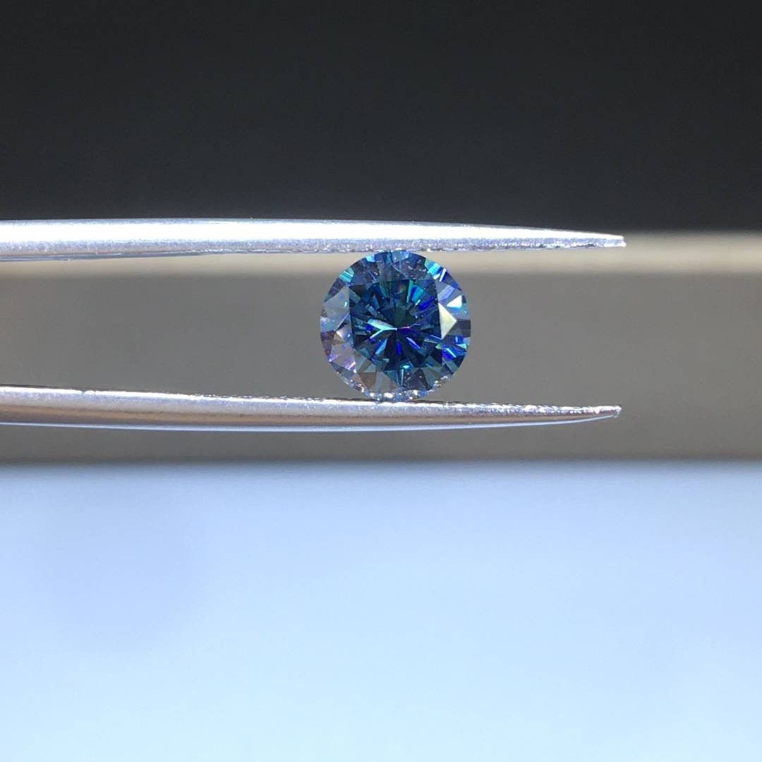 1ctw Blue Moissanite Loose Round Cut Stone | Excellent Brilliant Cut ...