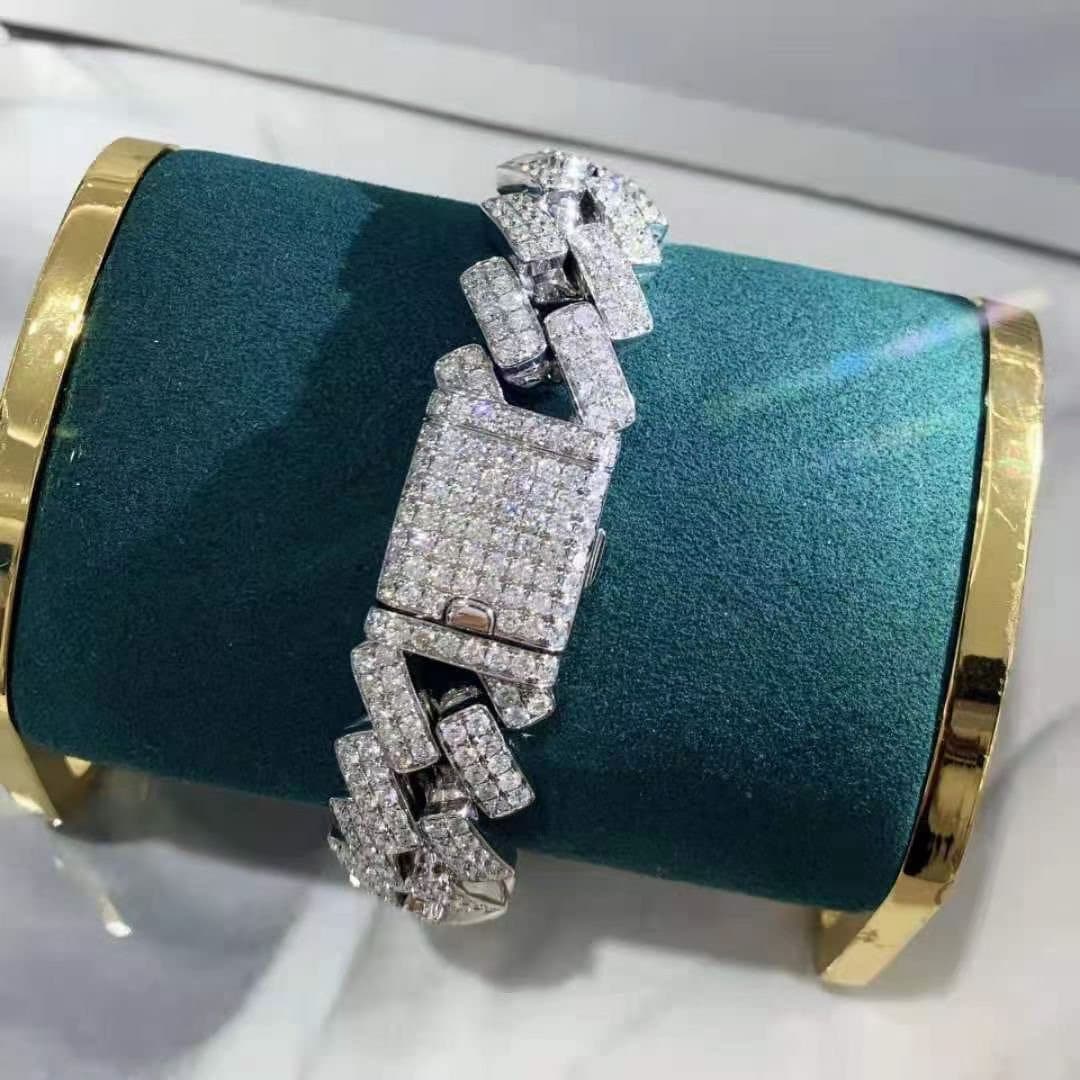 S925 Moissanite Cuban Chain or Bracelet - Etsy