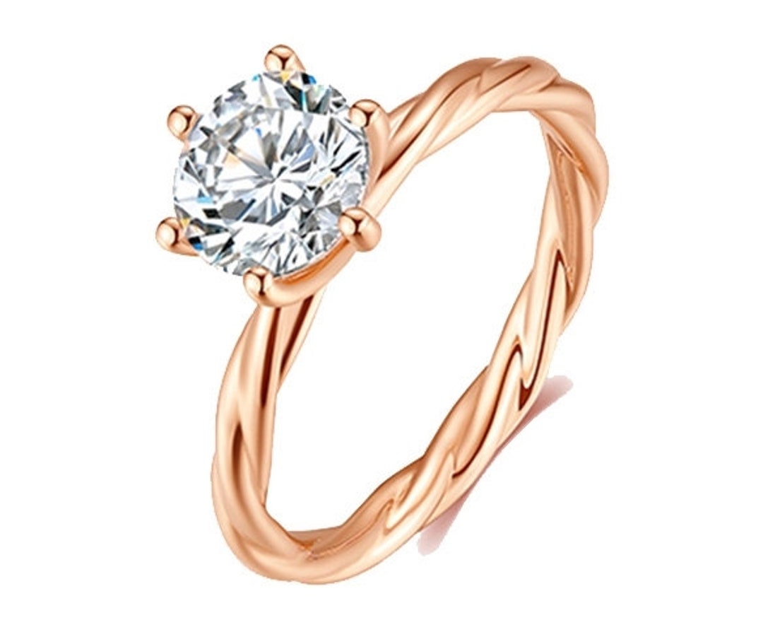 Twisted Rose Gold Moissanite Ring | 18k Rose Gold | Excellent Brilliant ...