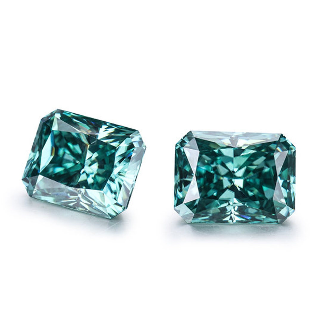Dark Green Radiant Cut Moissanite Loose VVS1 | Excellent Radiant Cut ...