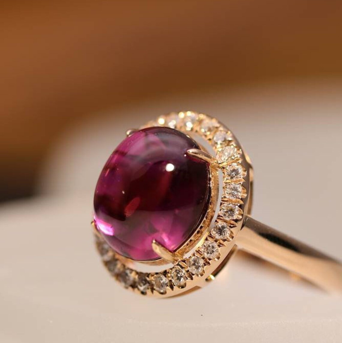 10.5x9.5mm Natural Purple-red Tourmaline Ring Oval Cabochon - Etsy