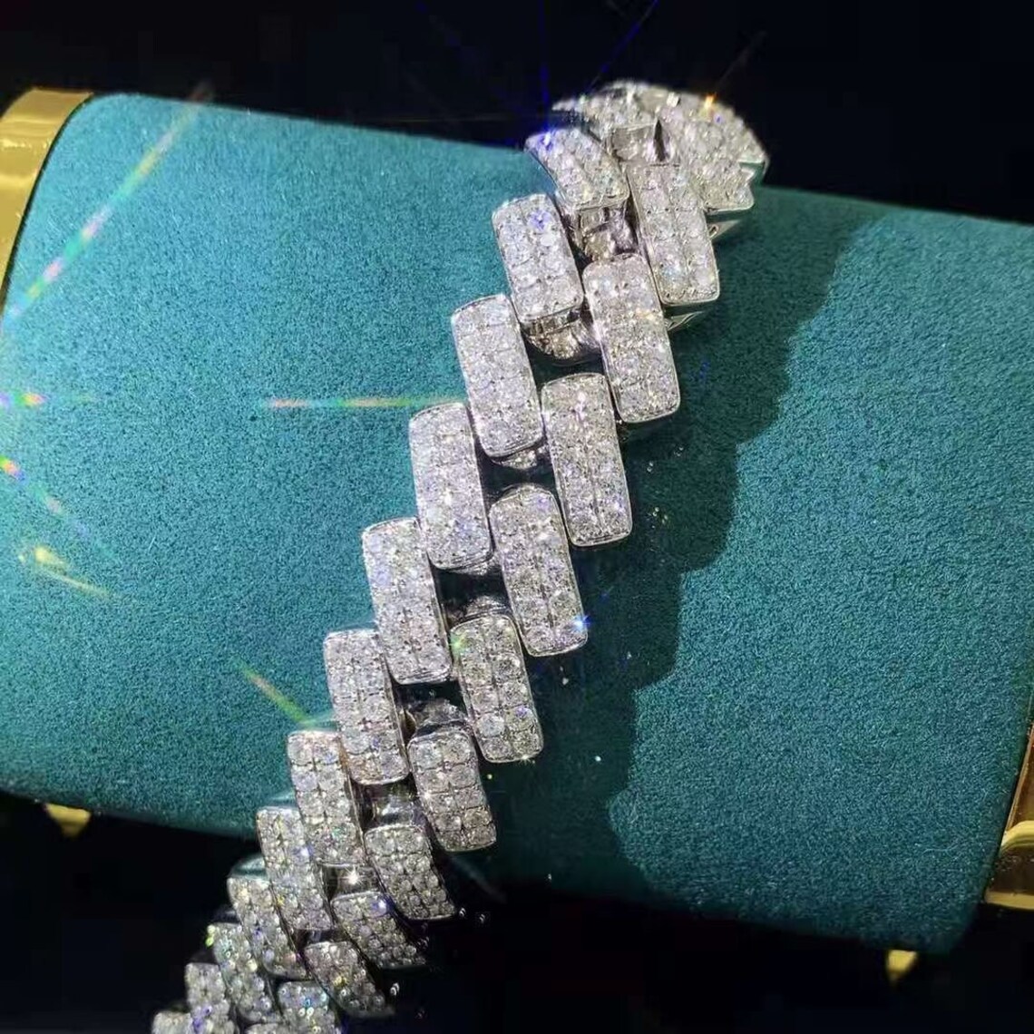 S925 Moissanite Cuban Chain or Bracelet - Etsy