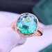 4.7ct Natural Cyan Tourmaline Ring Round Faceted Blue Green - Etsy