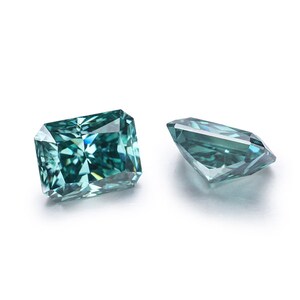Dark Green Radiant Cut Moissanite Loose VVS1 | Excellent Radiant Cut ...
