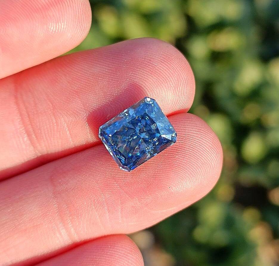 4ct 10x8mm Crushed Ice Radiant Blue Moissanite With - Etsy