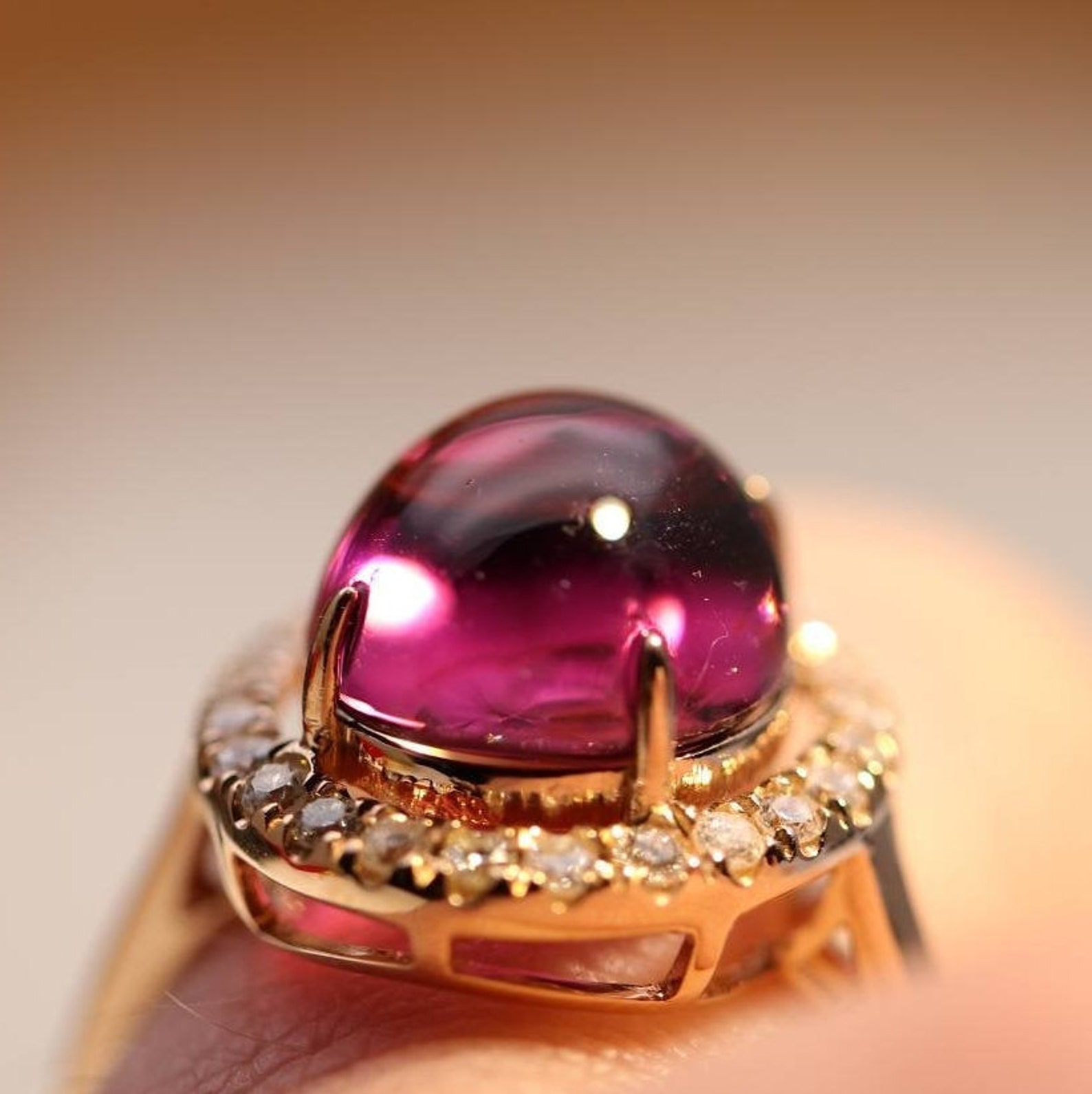 10.5x9.5mm Natural Purple-red Tourmaline Ring Oval Cabochon - Etsy