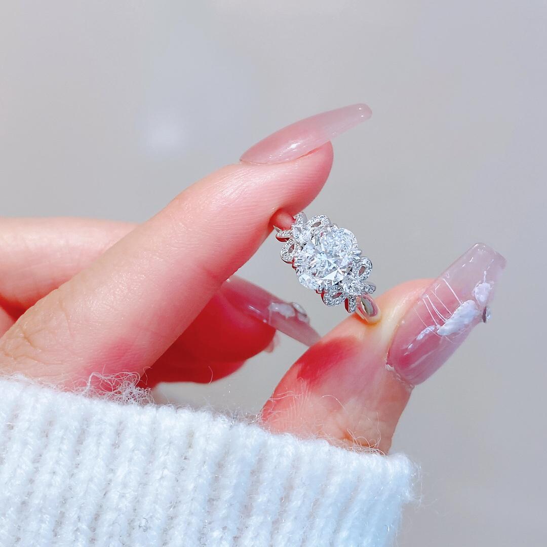 IGI Certified 1ct Lab Grown Oval Diamond Ring in Solid 14k White Gold ...