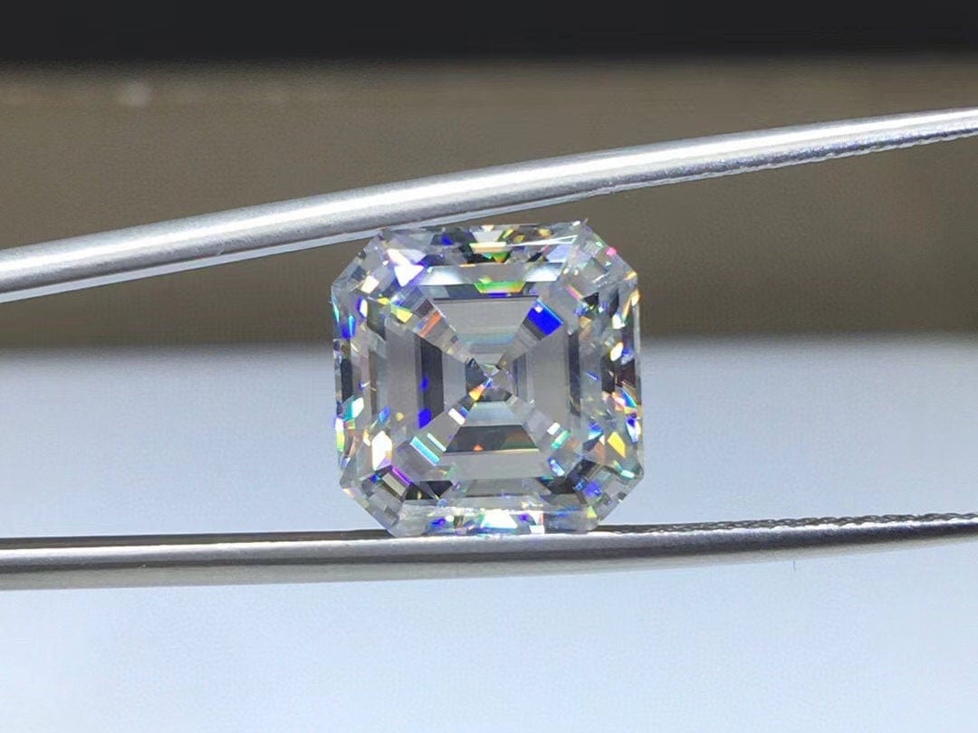 Big Flawless 7ctw Moissanite, 11mm Asscher Cut Square Colorless D VVS1 ...