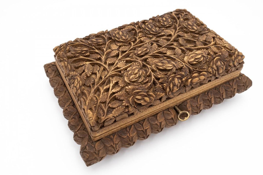 Old Carved Jewelry Box Multiring Box - Etsy