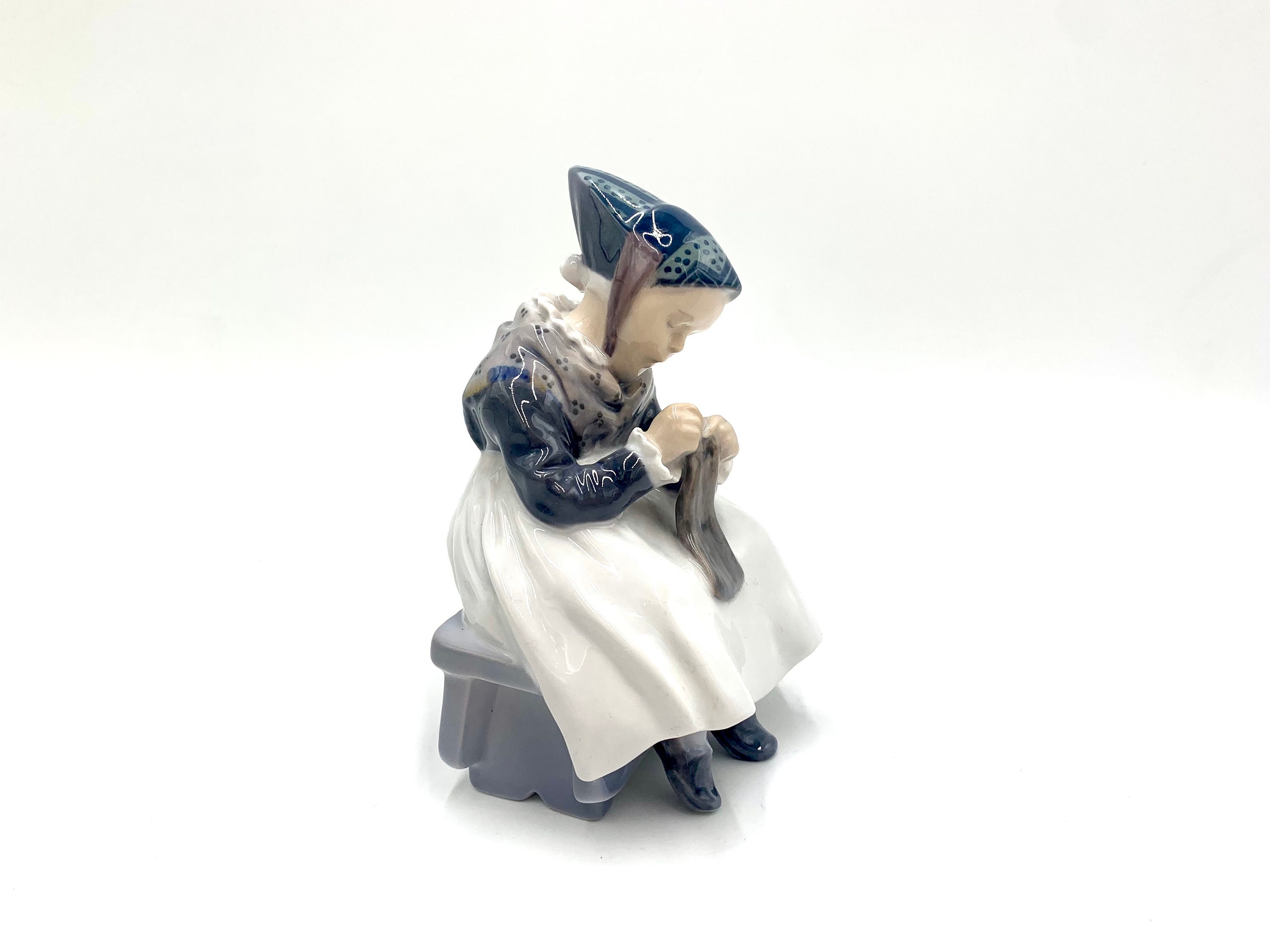 Porcelain Figurine of a Sewing Woman, Royal Copenhagen, Denmark - Etsy