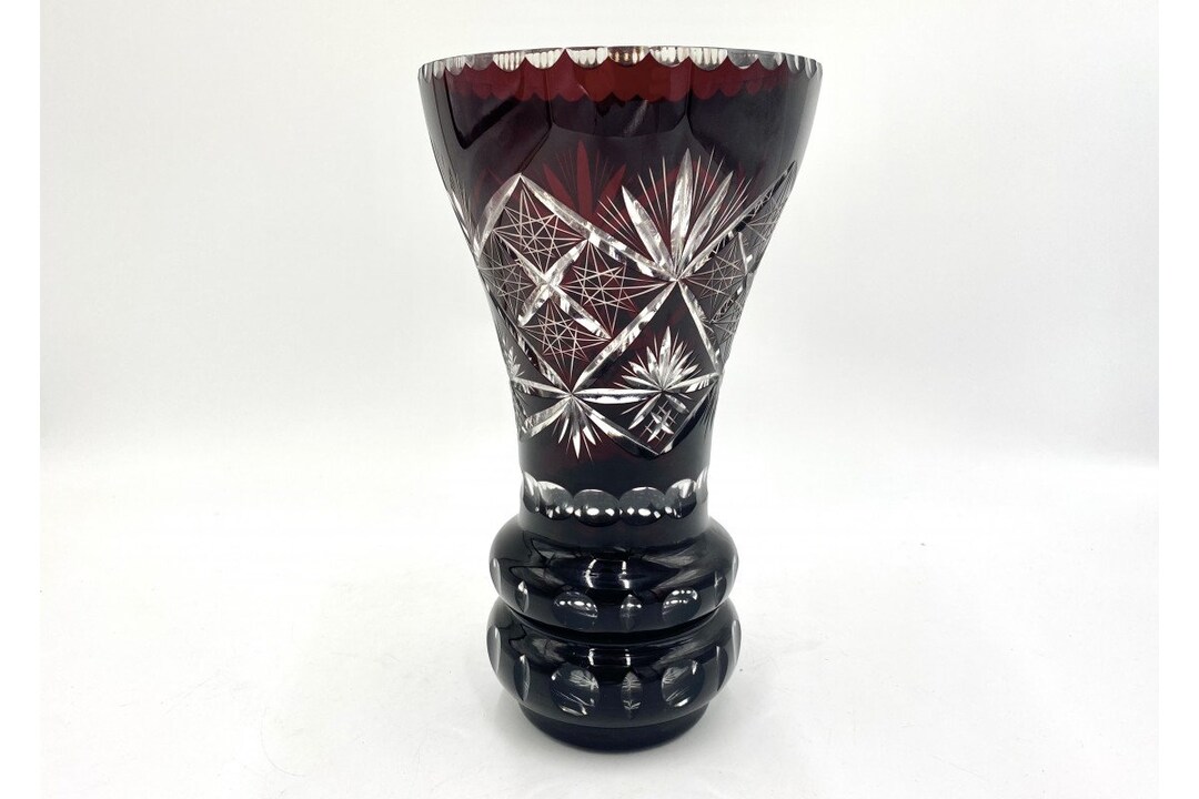 Maroon Crystal Vase, Poland, 1960s - Etsy