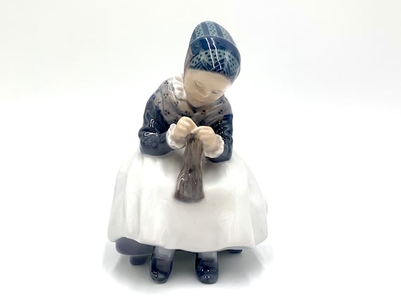 Porcelain Figurine of a Sewing Woman Royal Copenhagen | Etsy