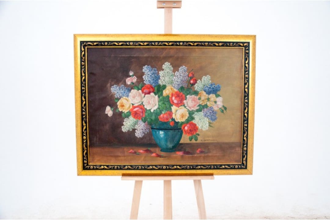 Painting "flowers in a Vase", Signed R. Stoitzner, Early 20th Century ...