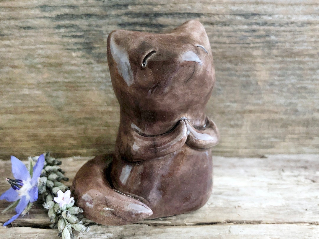 Quiet Praying Kitsune Fox Kami Nature Spirit Raku Statue Shinto Inari ...