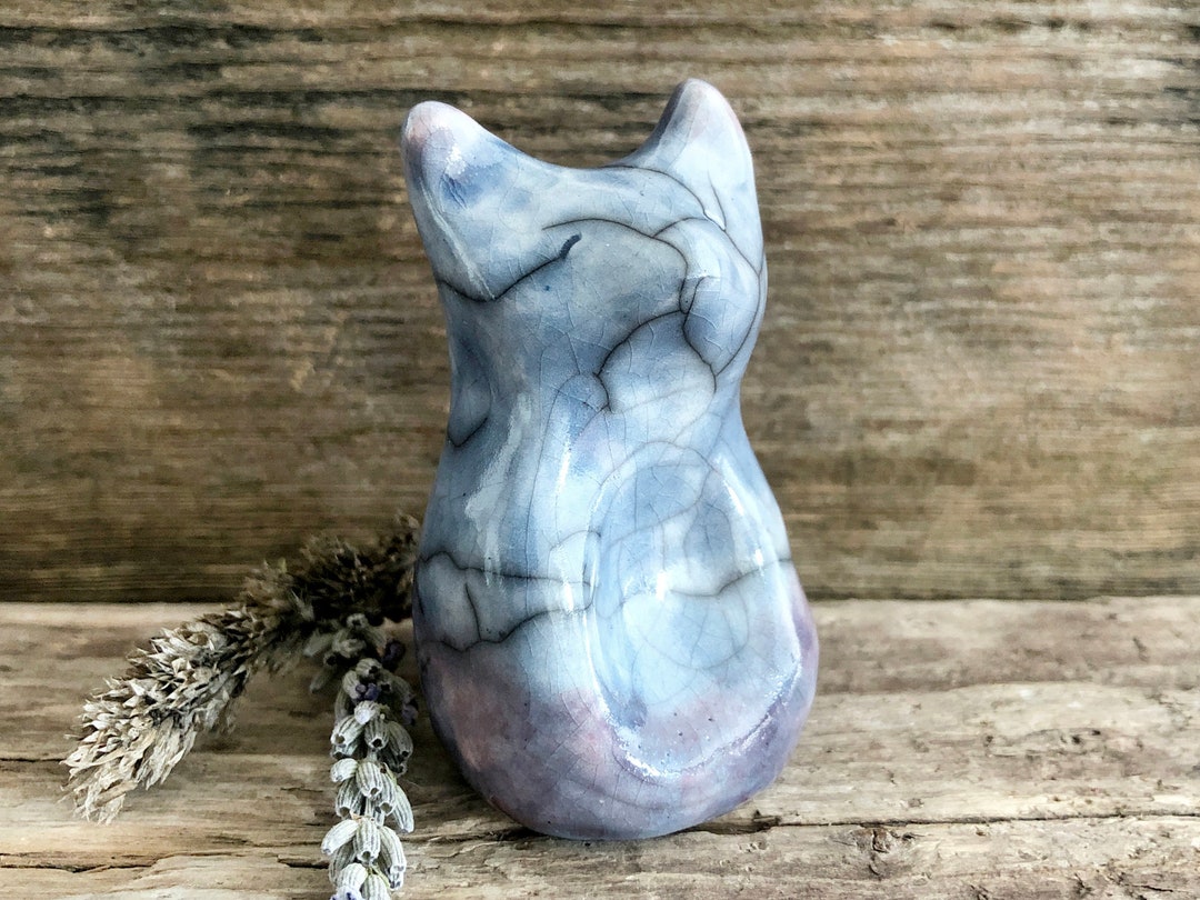 Serene Kitsune Fox Kami Nature Spirit Raku Sculpture Shinto Kamidana ...