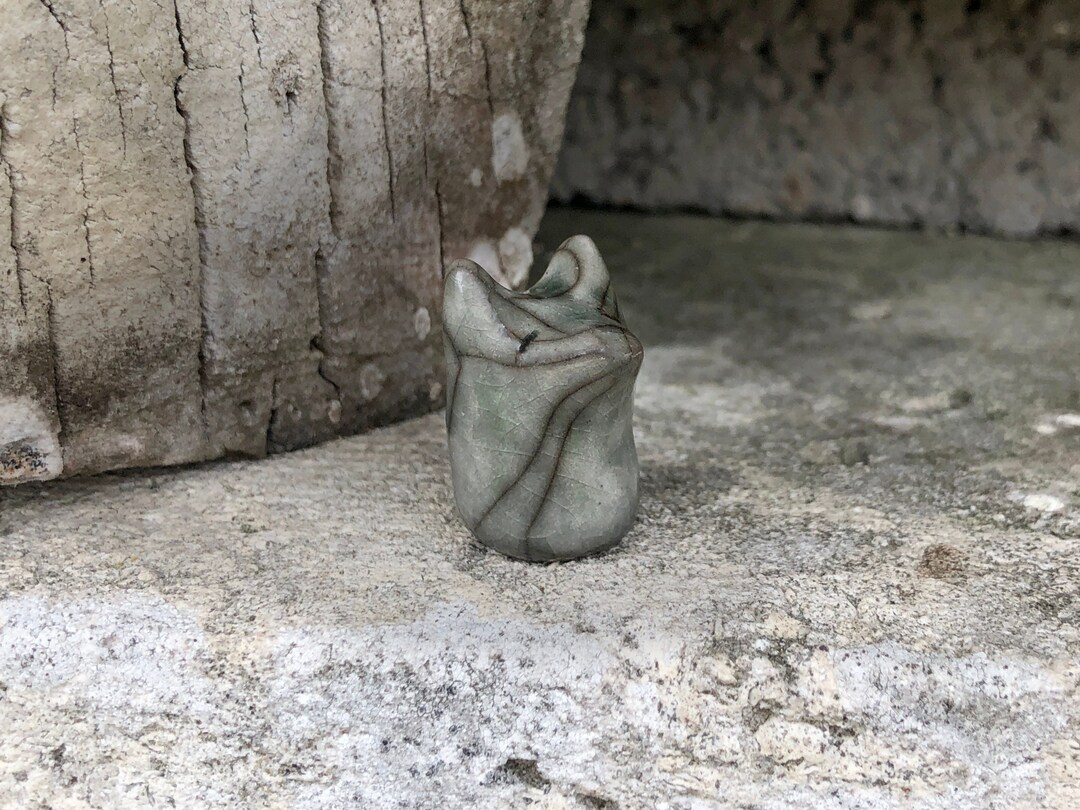 Small Grey Kitsune Pocket Fox Raku Kami Statue Shamanism - Etsy