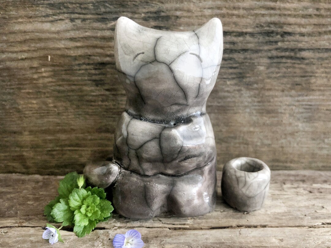 Hugging Kitsune Fox Kami Nature Spirit Raku Sculpture | Shinto ...