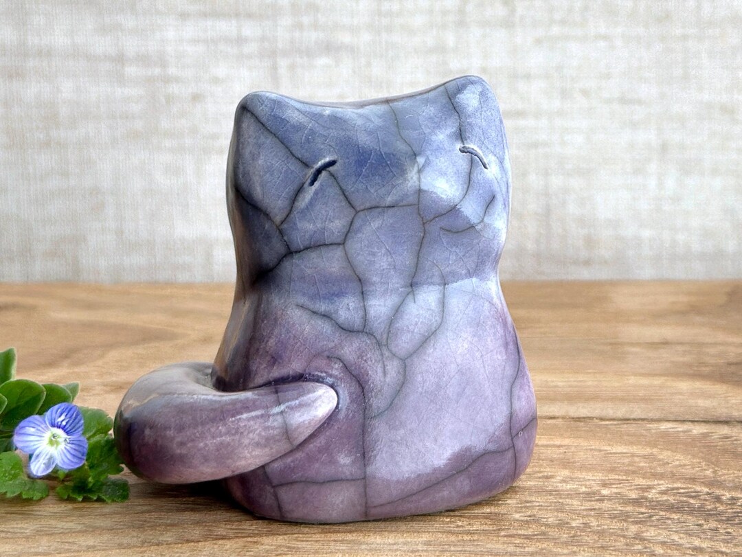 Gentle Night Kitsune Fox Raku Sculpture | Shinto Inari, Shamanism Totem ...