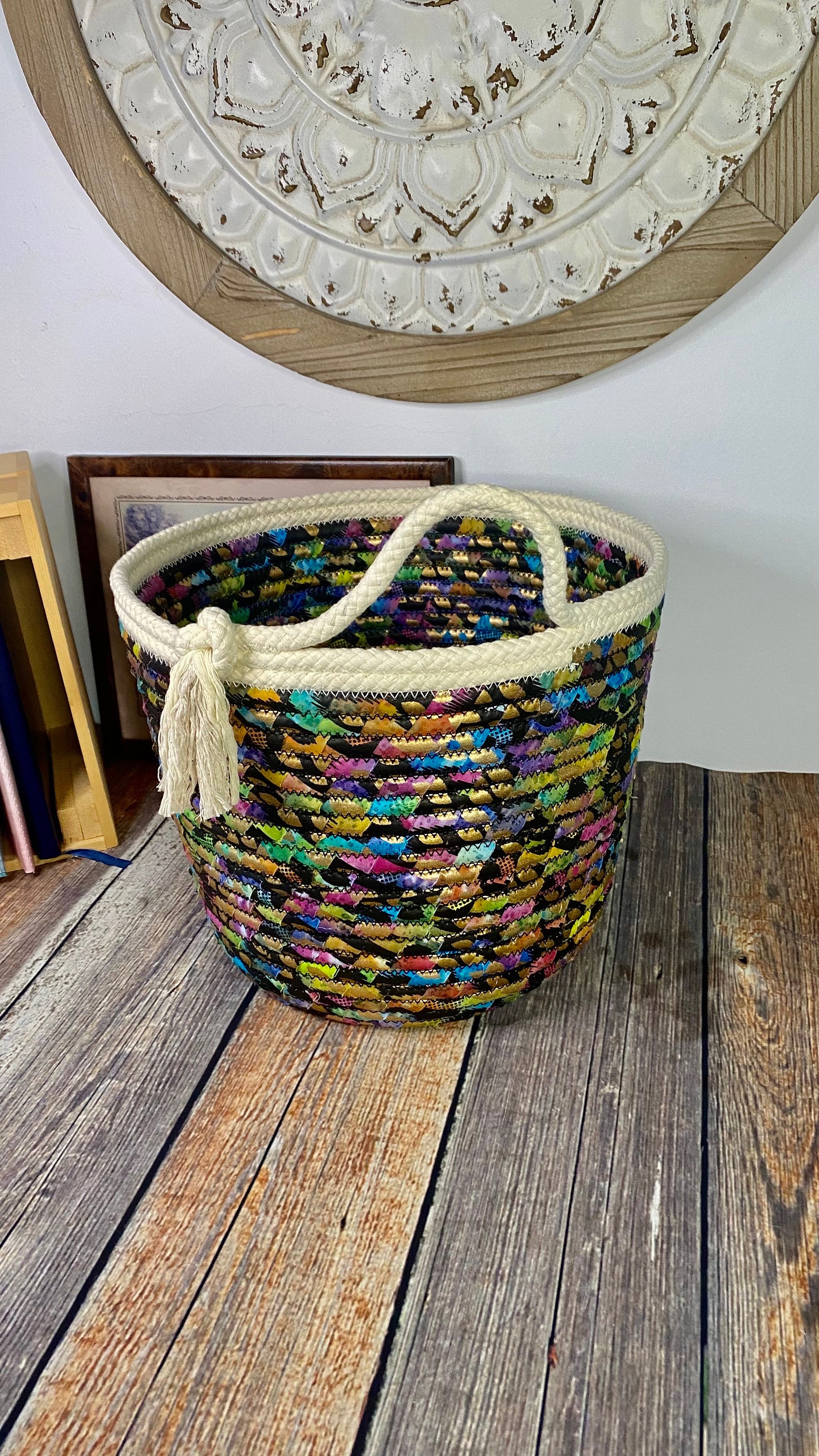 Fabric Wrapped Rope Baskets Large Baskets Hampers - Etsy