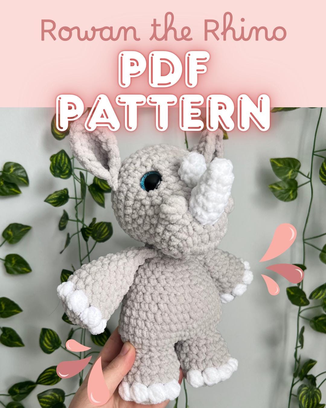 Rhino Crochet Pattern, DIY Crochet Rhino, Digital Download Only, Rhino ...