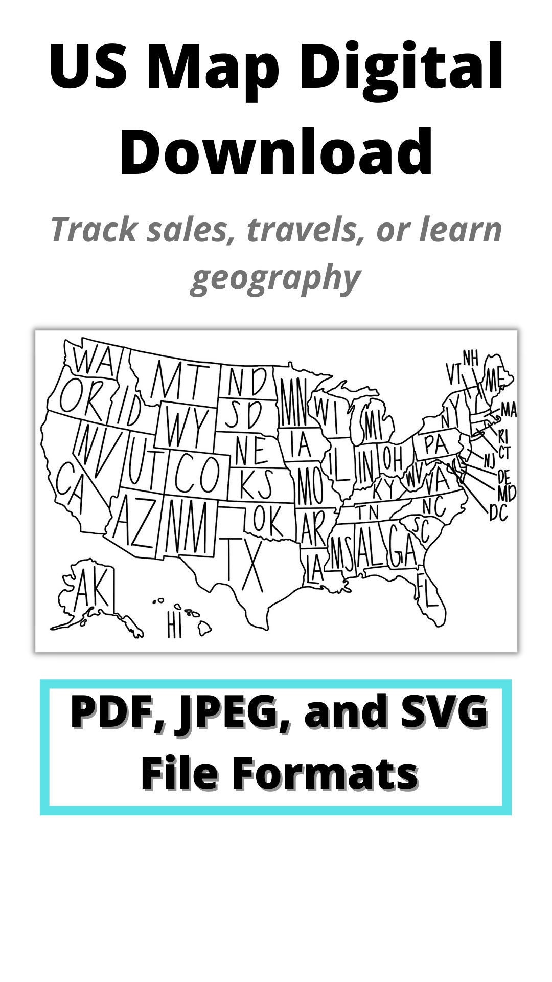 Digital Download Sales Map SVG US Map US Sales Map With - Etsy