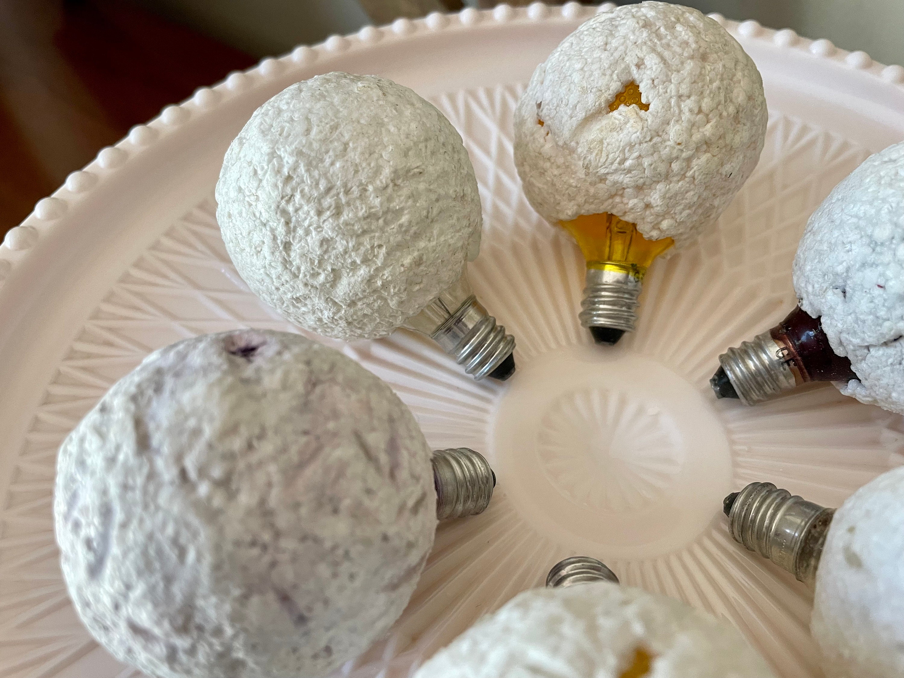 Vintage Snowball, Ice, Crystal, Sugared, Frosted Bulb Lights RARE Multi ...