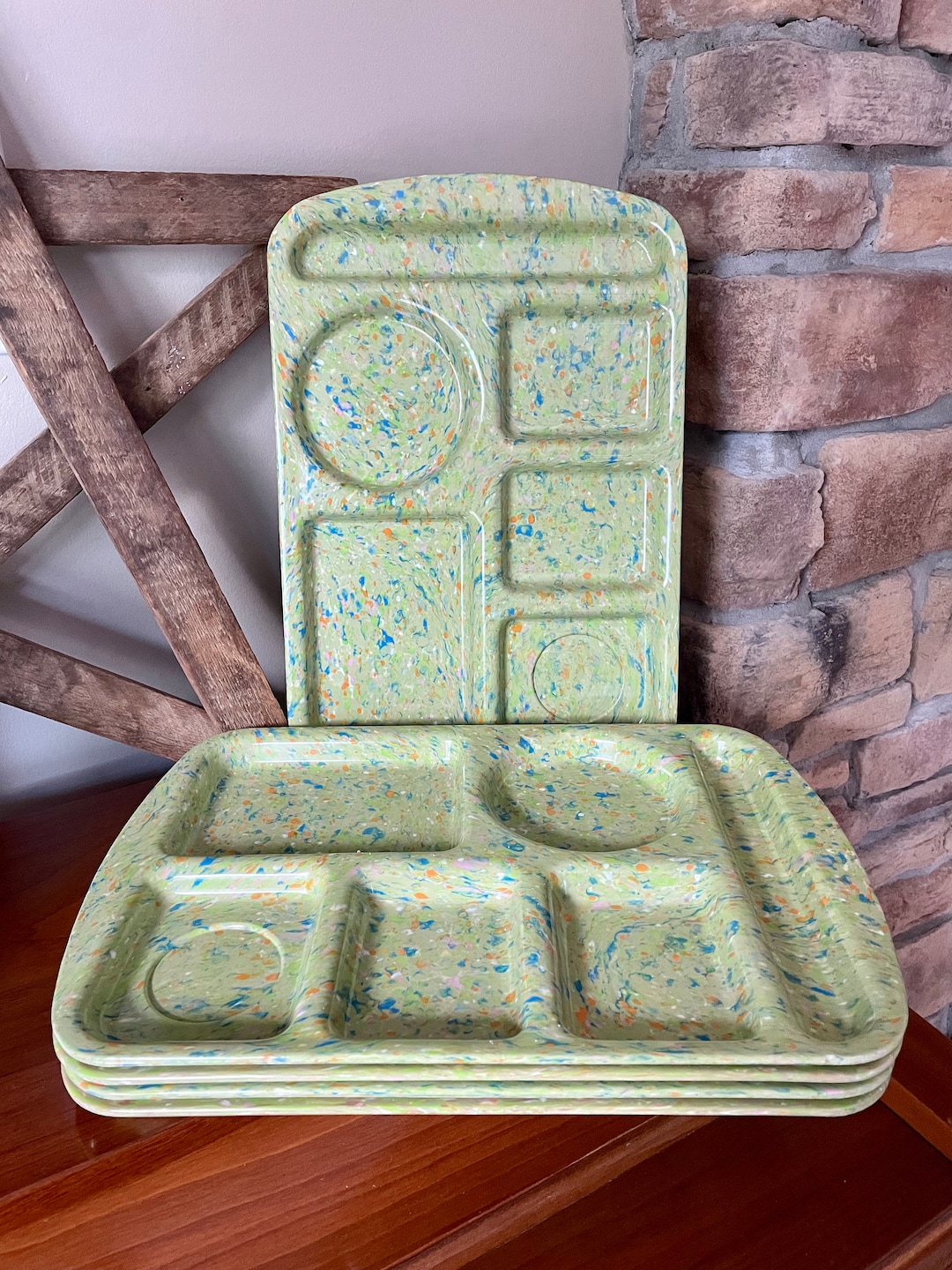 5 Vintage Cafeteria Lunch Trays Confetti Spatter Melamine Plastic ...