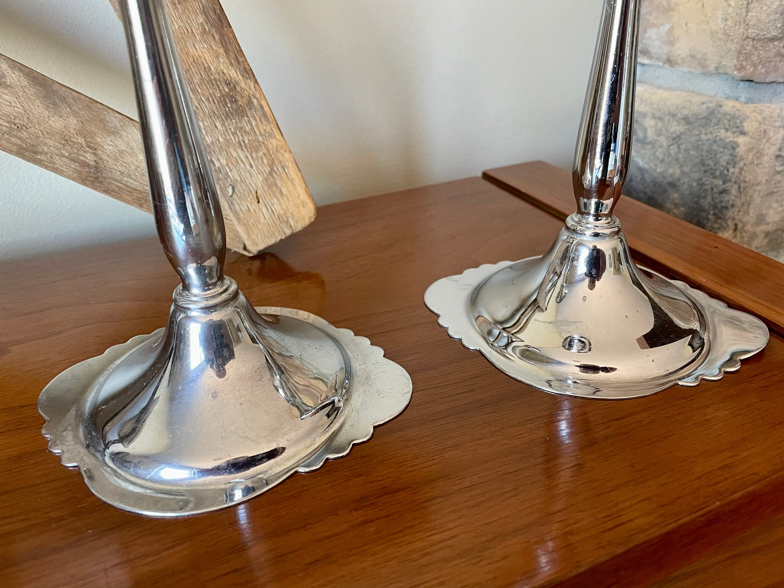 Vintage Art Deco Chrome Taper Candlestick Pair, Farber Bros Krome Kraft ...