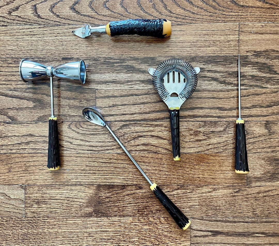 Vintage Bakelite Bar Tools Faux Antler Horn Bar Set Mid - Etsy