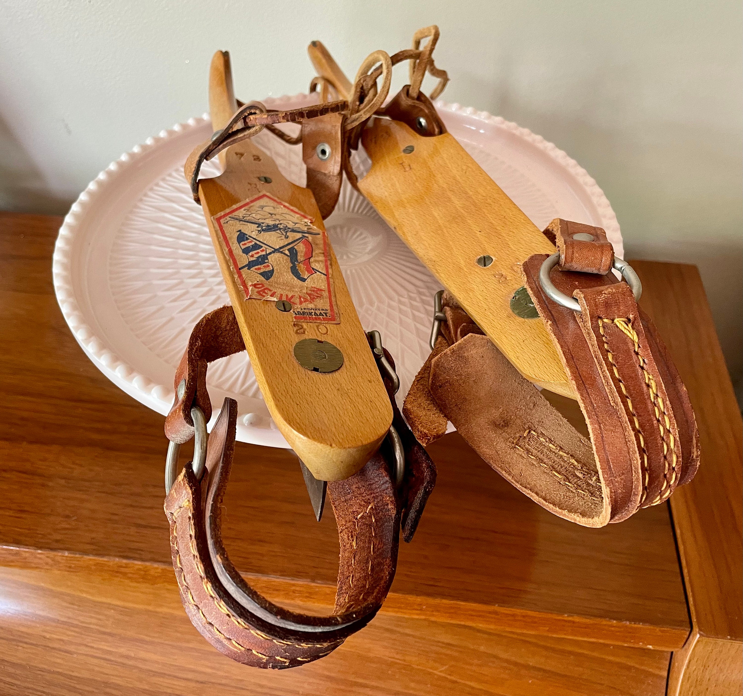 Vintage Wood and Metal Ice Skates, Antique PELIKAAN Ice Skates, Made in ...