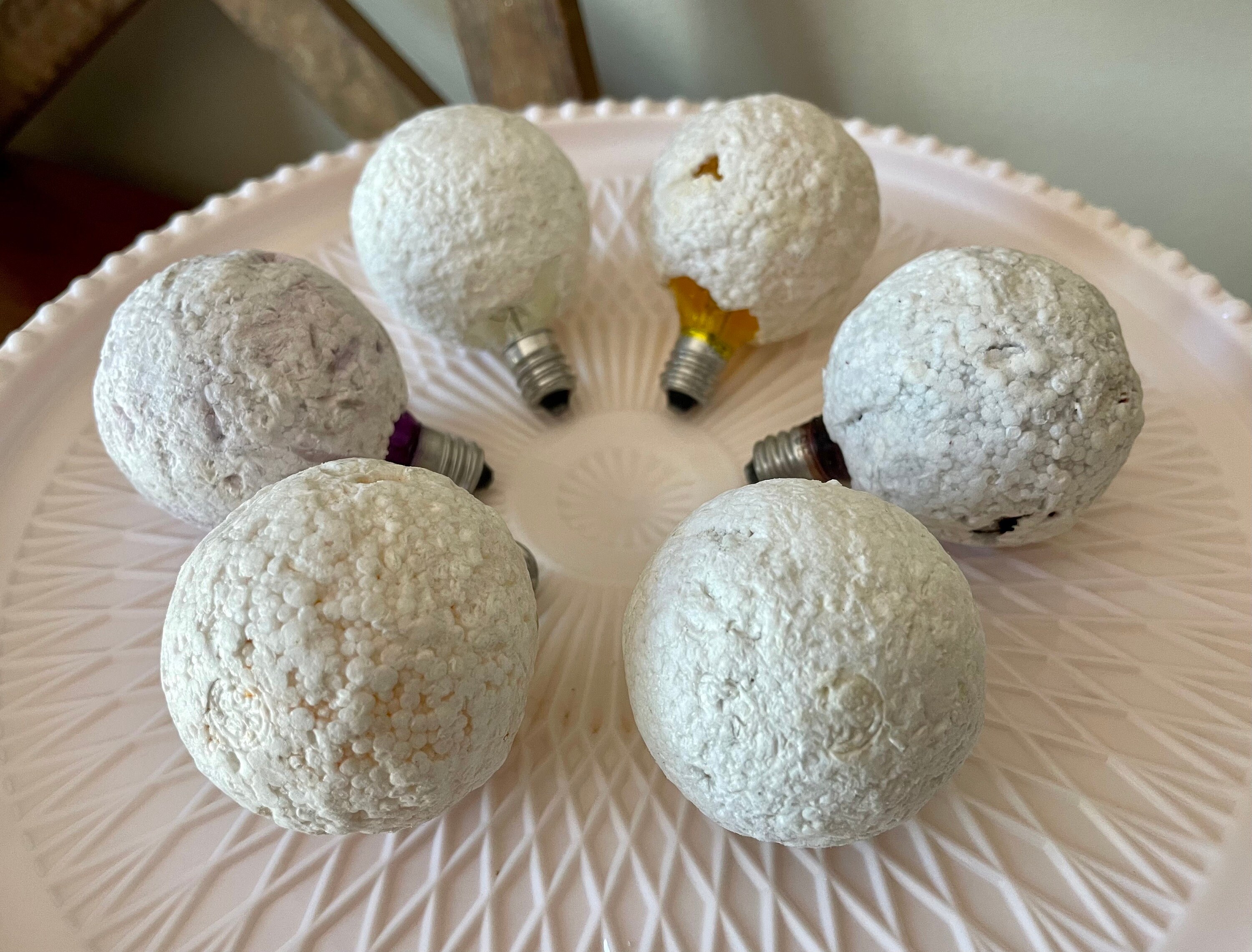 Vintage Snowball, Ice, Crystal, Sugared, Frosted Bulb Lights RARE Multi ...