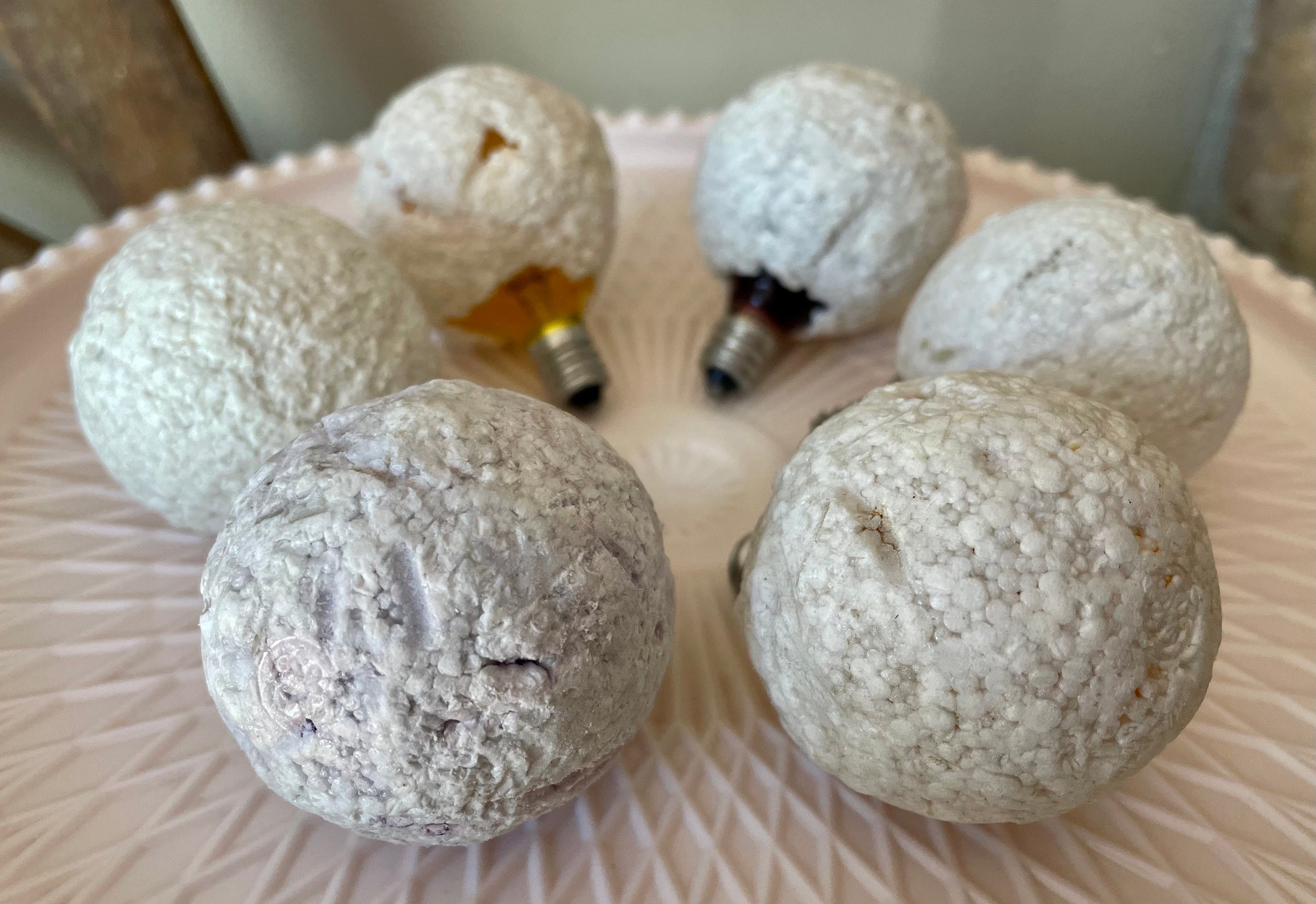 Vintage Snowball, Ice, Crystal, Sugared, Frosted Bulb Lights RARE Multi ...