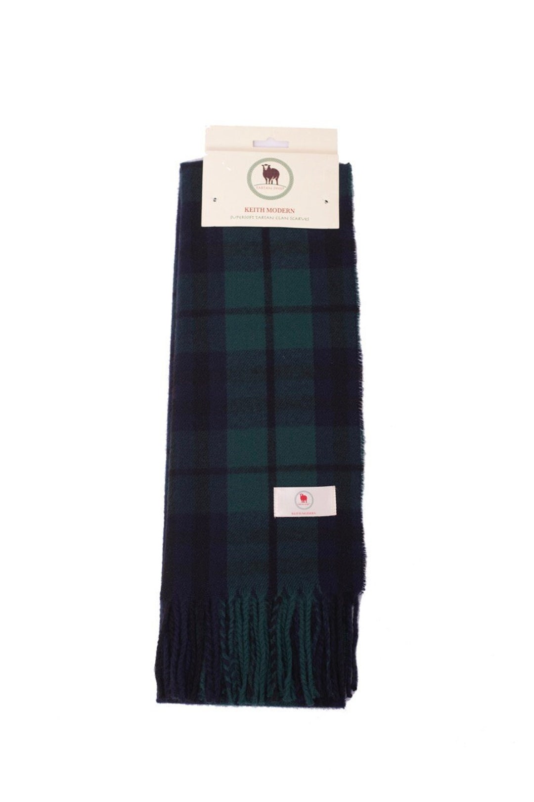 Tartan Scarf KEITH MODERN Clan Scarf Black Scarf Plain Patterned Tartan ...