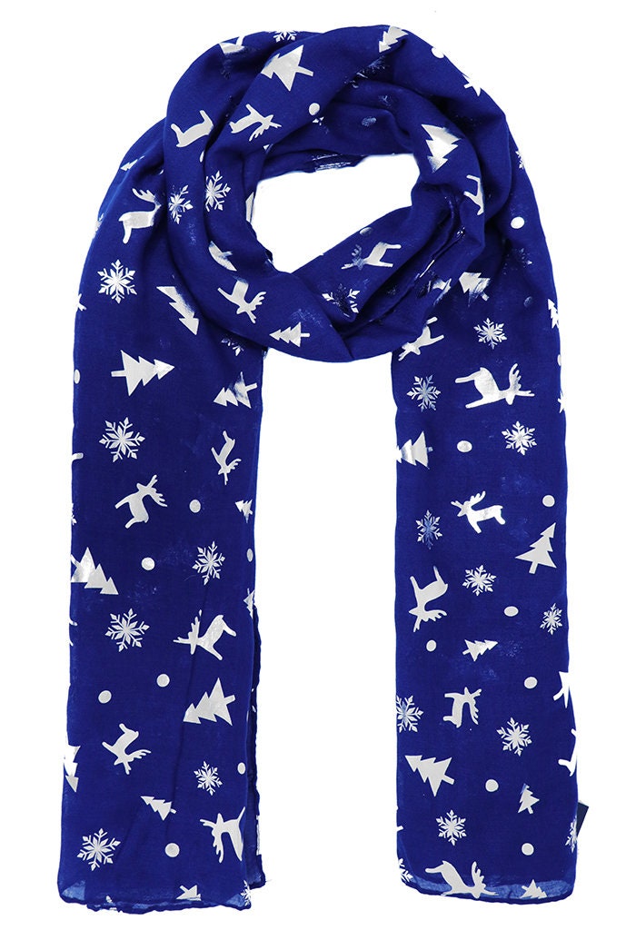 Christmas Scarf Santa Scarves and Foil Snowflakes Reindeer - Etsy UK