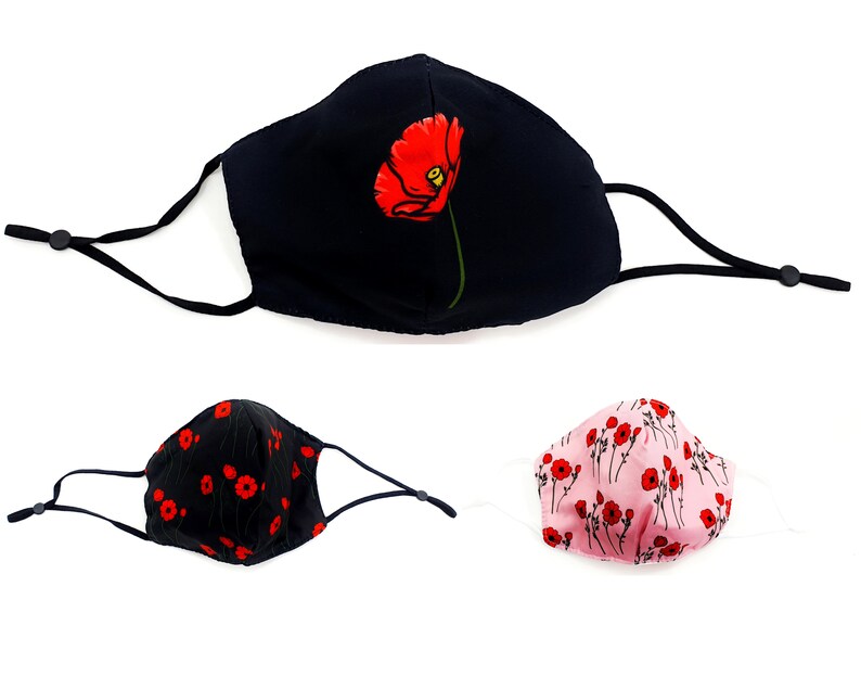 Poppy Face Mask Adults Kids Remembrance Day Washable Reusable - Etsy ...