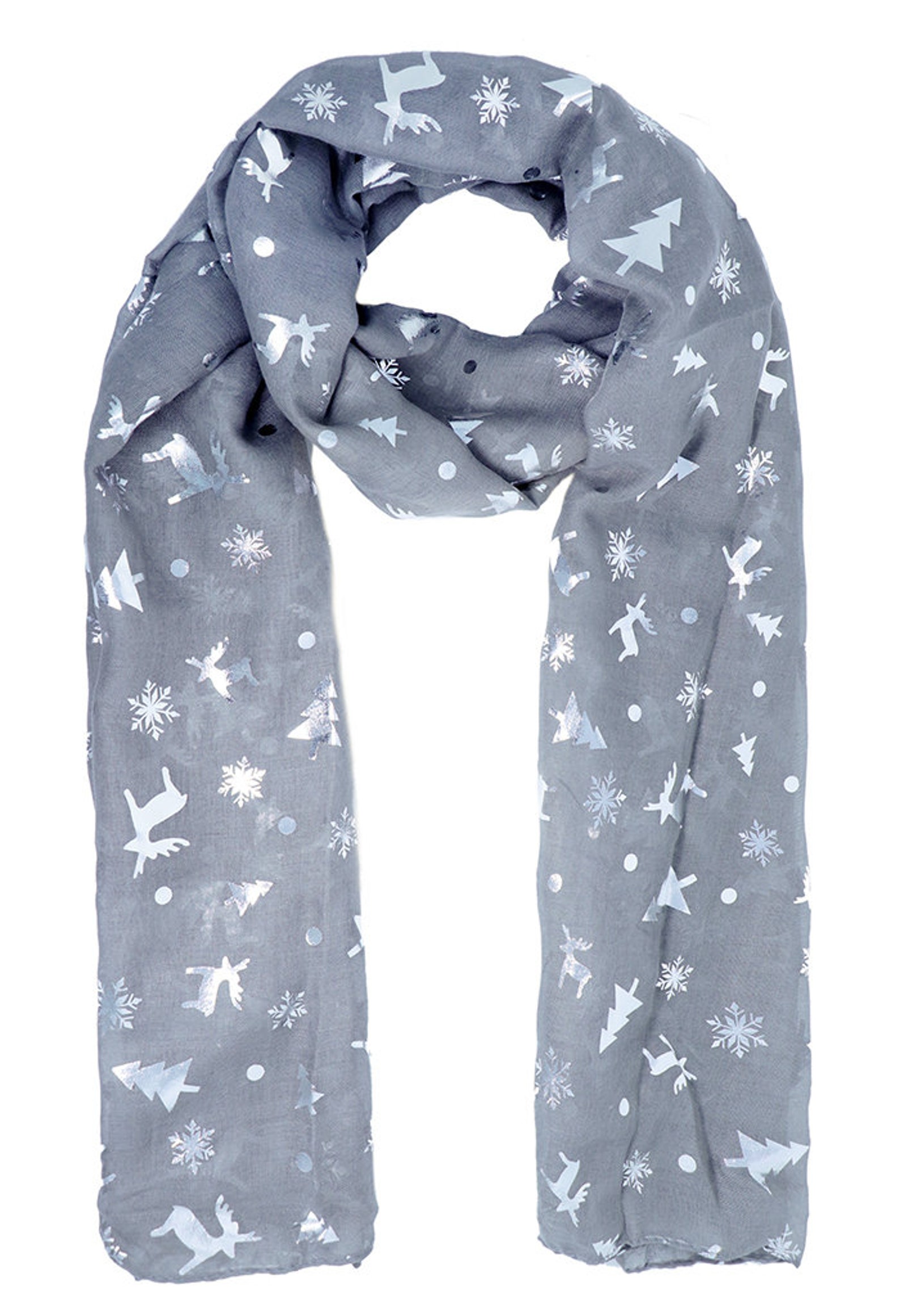 Christmas Scarf Santa Scarves and Foil Snowflakes Reindeer - Etsy UK