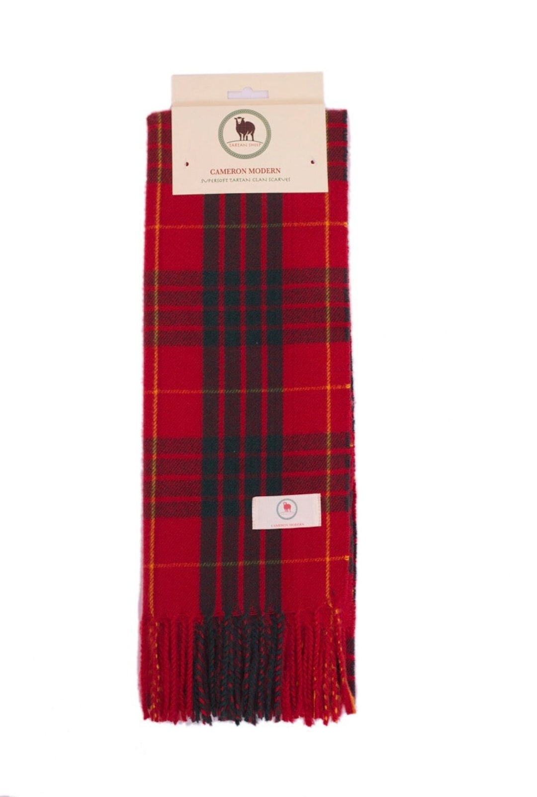 Tartan Scarf CAMERON MODERN Clan Scarf Red Scarf Plain Patterned Tartan ...