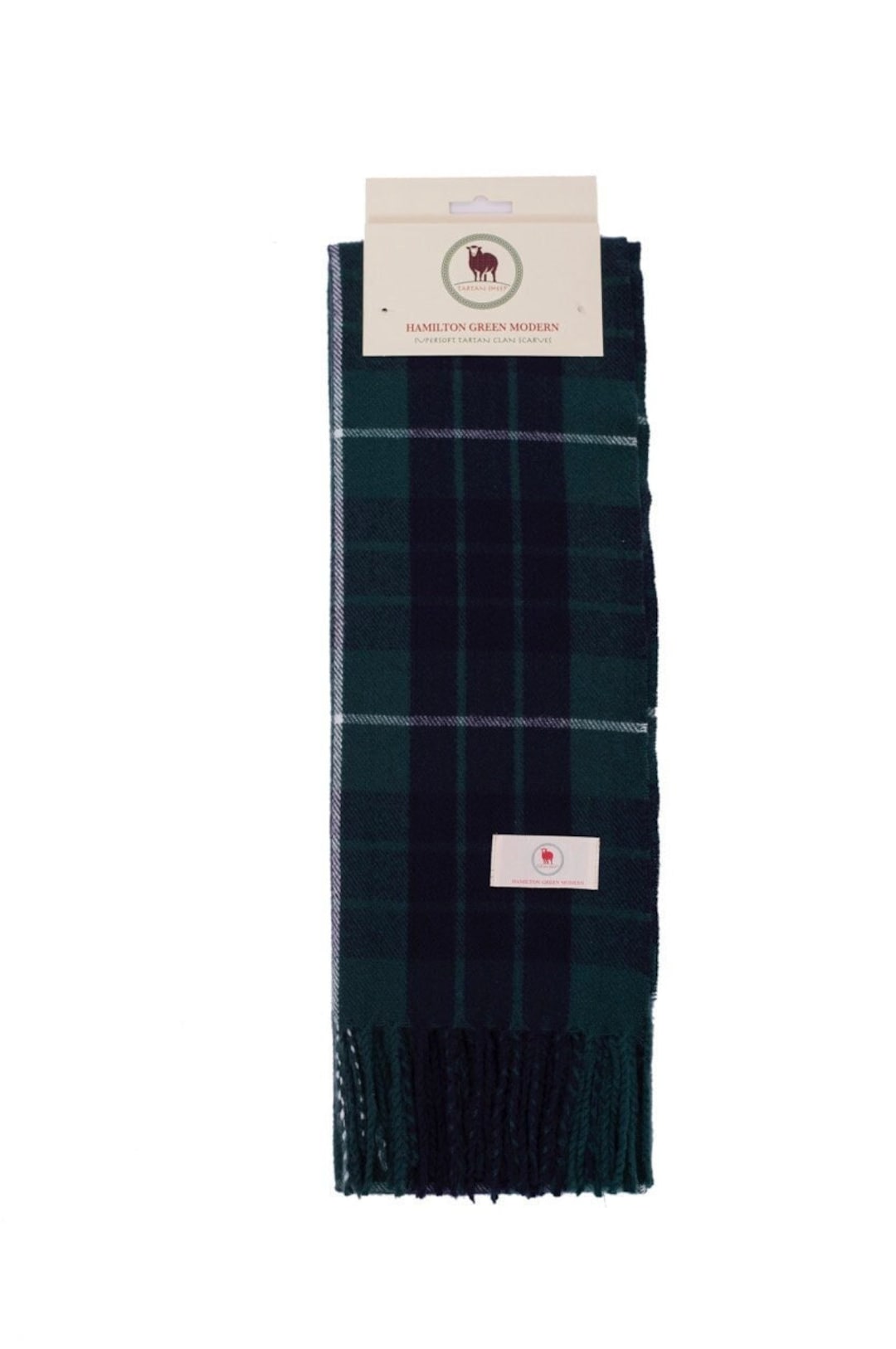 Tartan Scarf HAMILTON GREEN Clan Scarf Black Scarf Plain Patterned ...