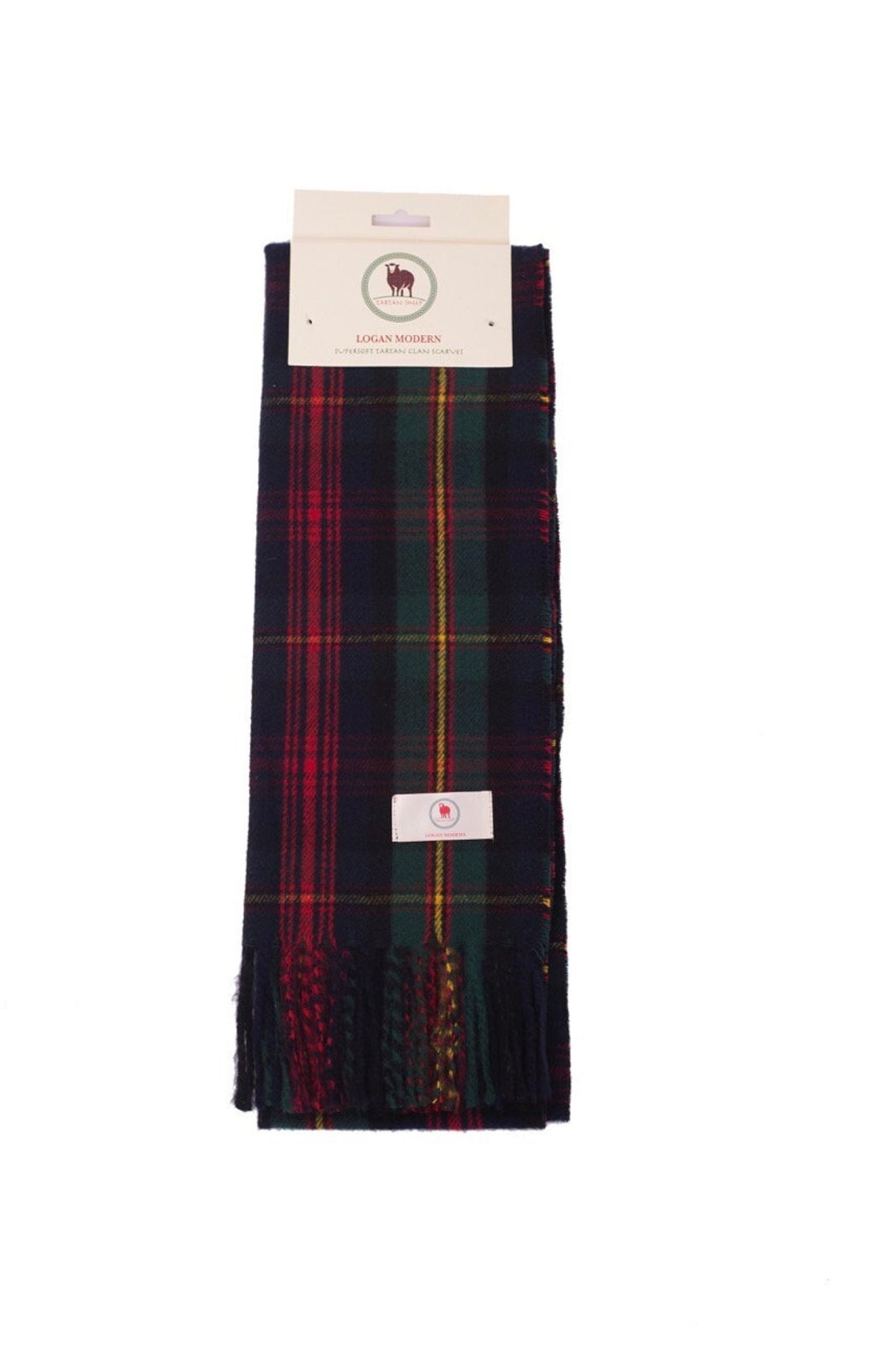 Tartan Scarf LOGAN MODERN Clan Scarf Black Scarf Plain Patterned Tartan ...